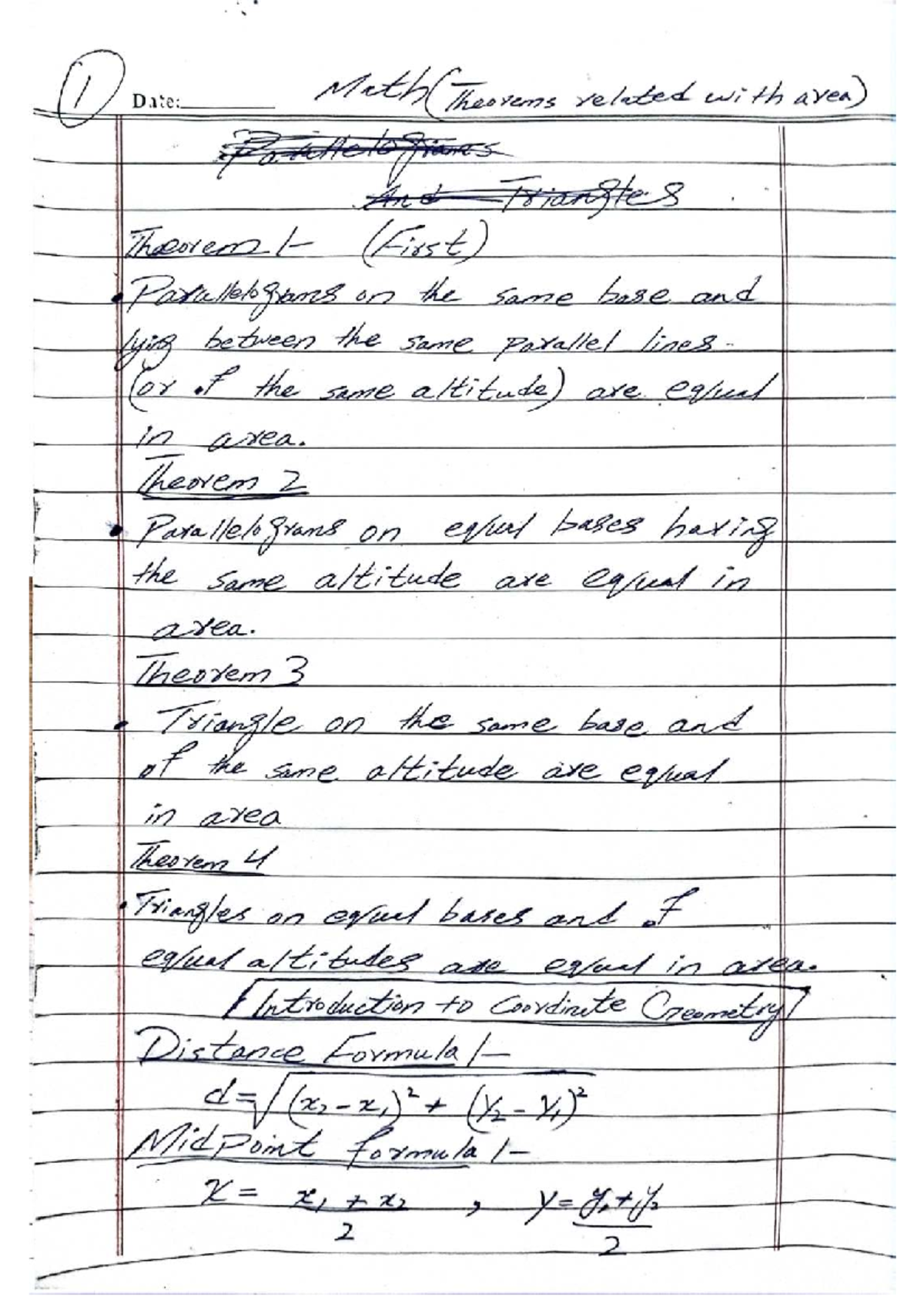 Math 9 and 10 Class Notes: Geometry Concepts and Theorems - Studocu