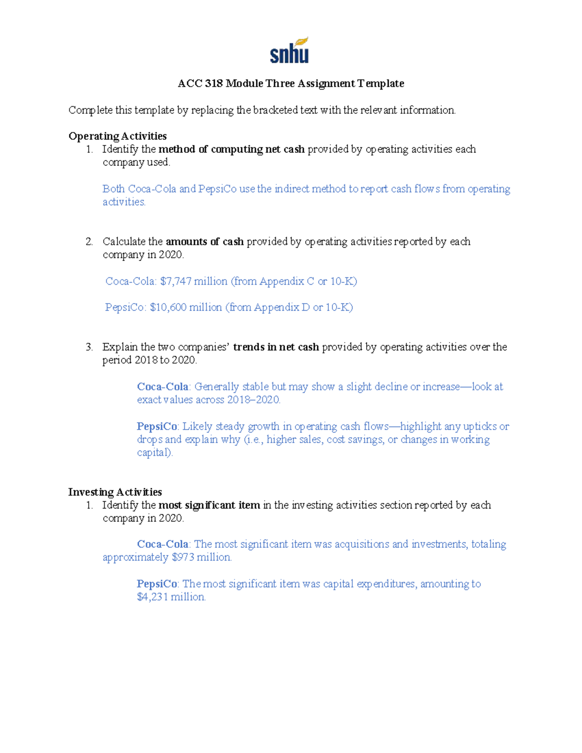ACC 318 Module Three Cash Flow Analysis Assignment - Studocu