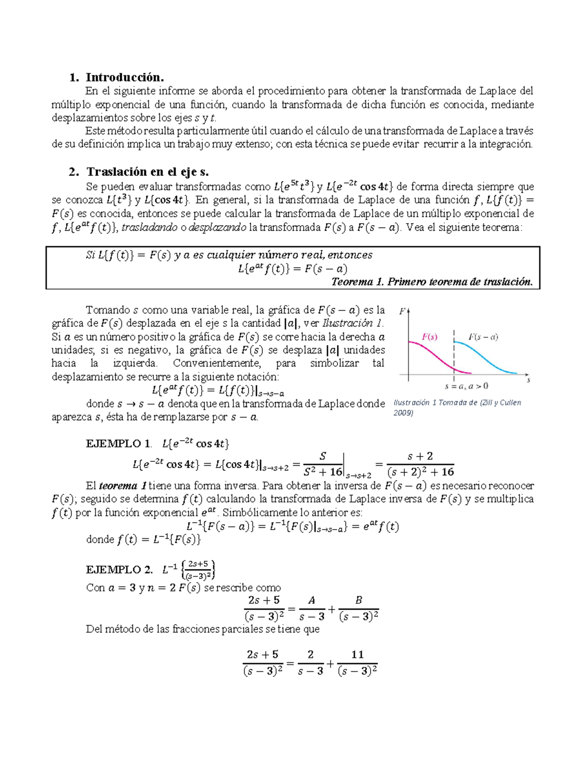 Teoremas de traslación de la transformada de Laplace - Warning: TT: undefined function: 32 1 ...