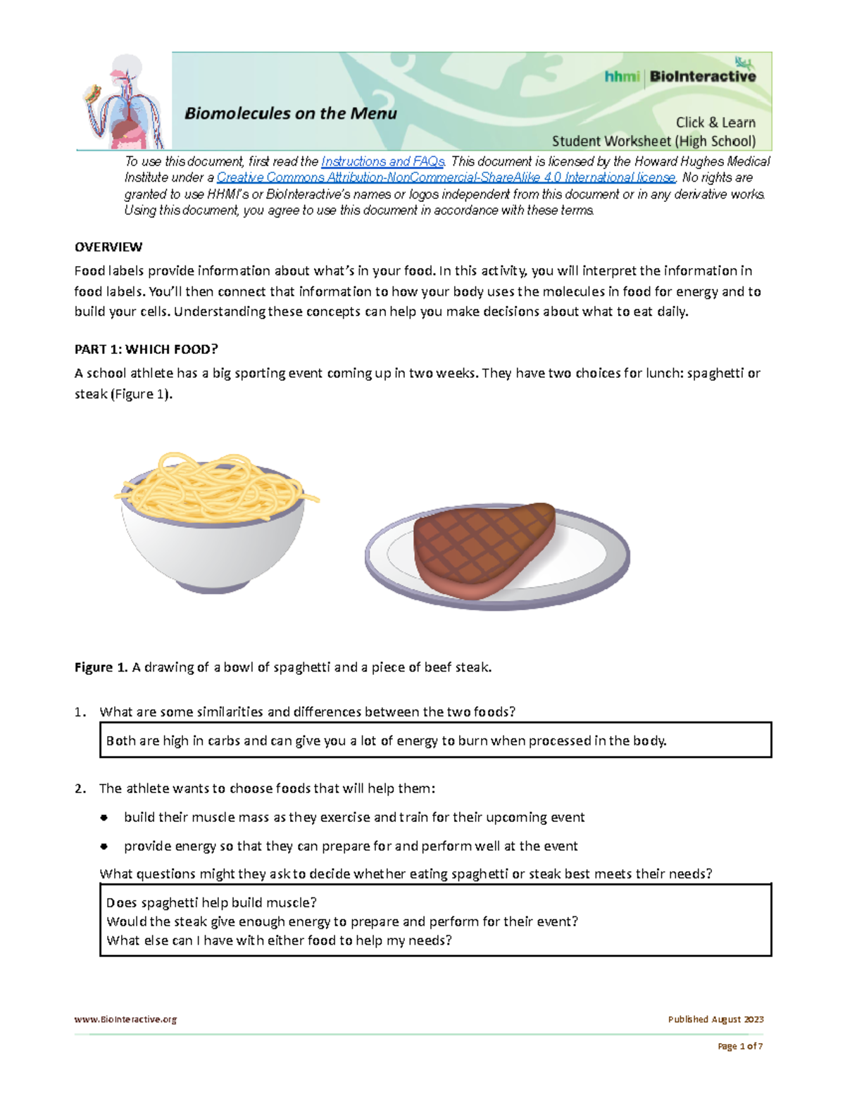- Biomolecules on the Menu HHMI Anatomy F'24 - To use this document ...
