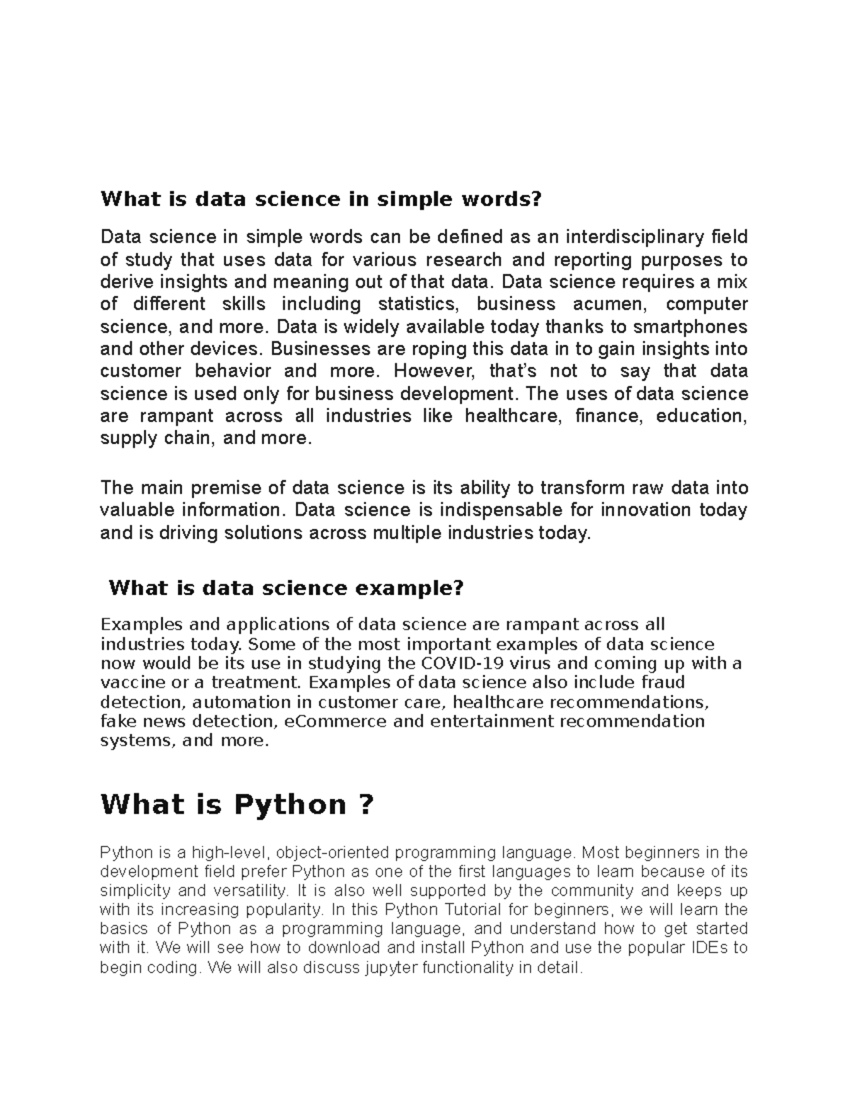 What is data science in simple words - Data science requires a mix of ...