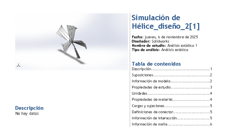 Análisis Estático 1 - Hélice Diseño 2 con SOLIDWORKS Simulation - Studocu
