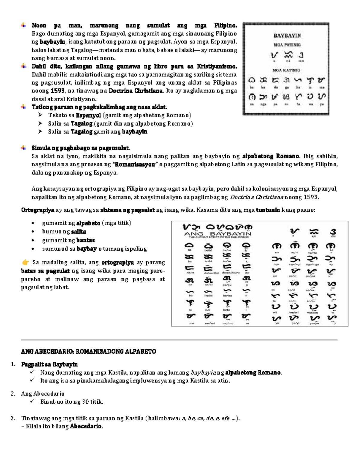 Balarila 1&2: Kasaysayan ng Pagsulat at Ortograpiya ng Filipino - Studocu