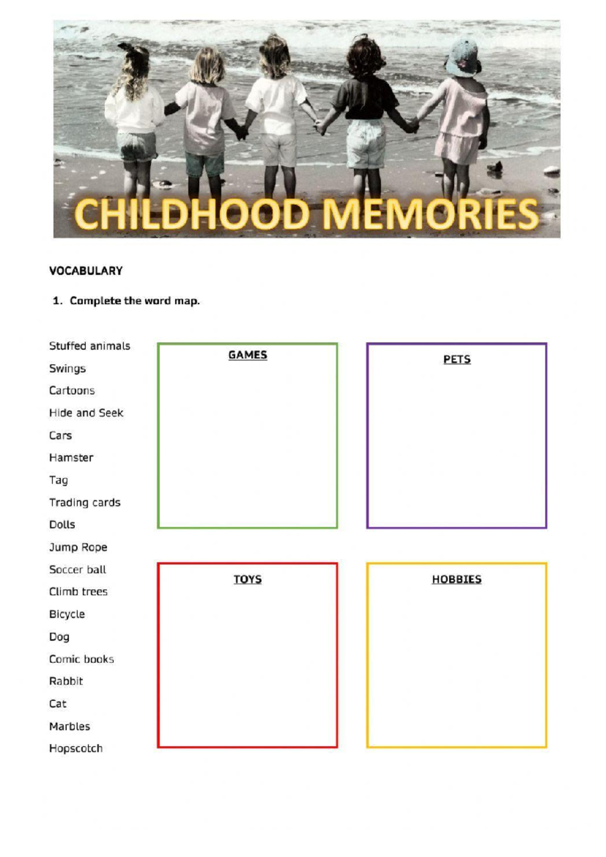 Worksheet 491846 - Childhood Memories and Vocabulary Activities - Studocu