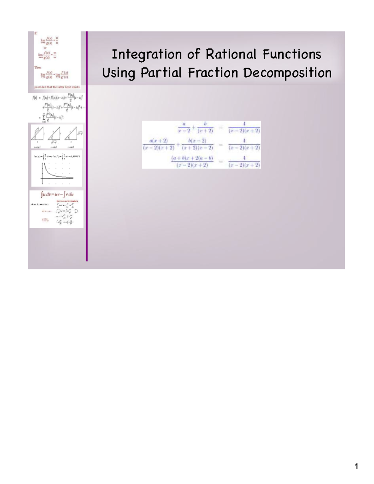Integration of Rational Functions: Partial Fraction Decomposition - Math 1220-90 - Studocu