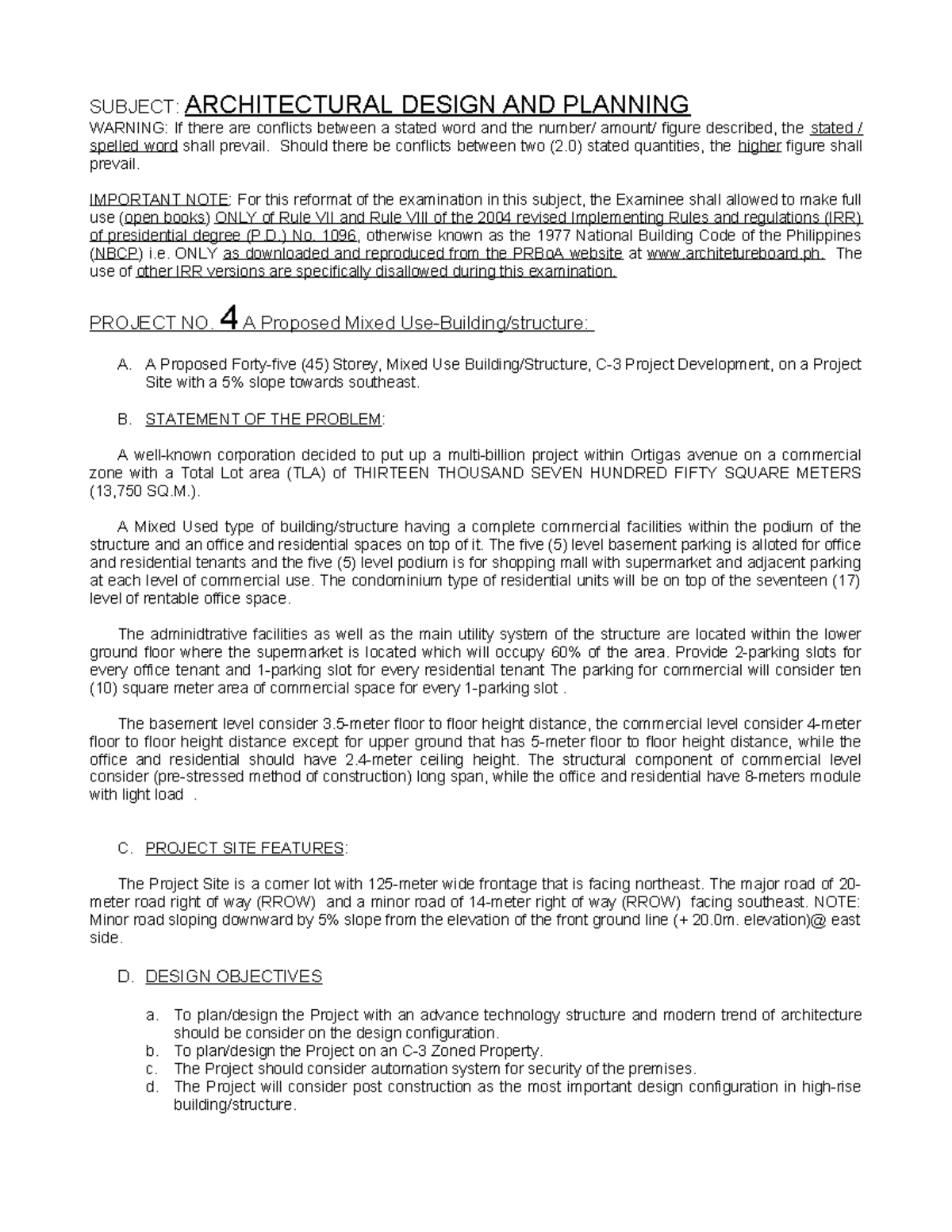 ARCH 101: Project 4 Mixed Use Building Design Overview - Studocu