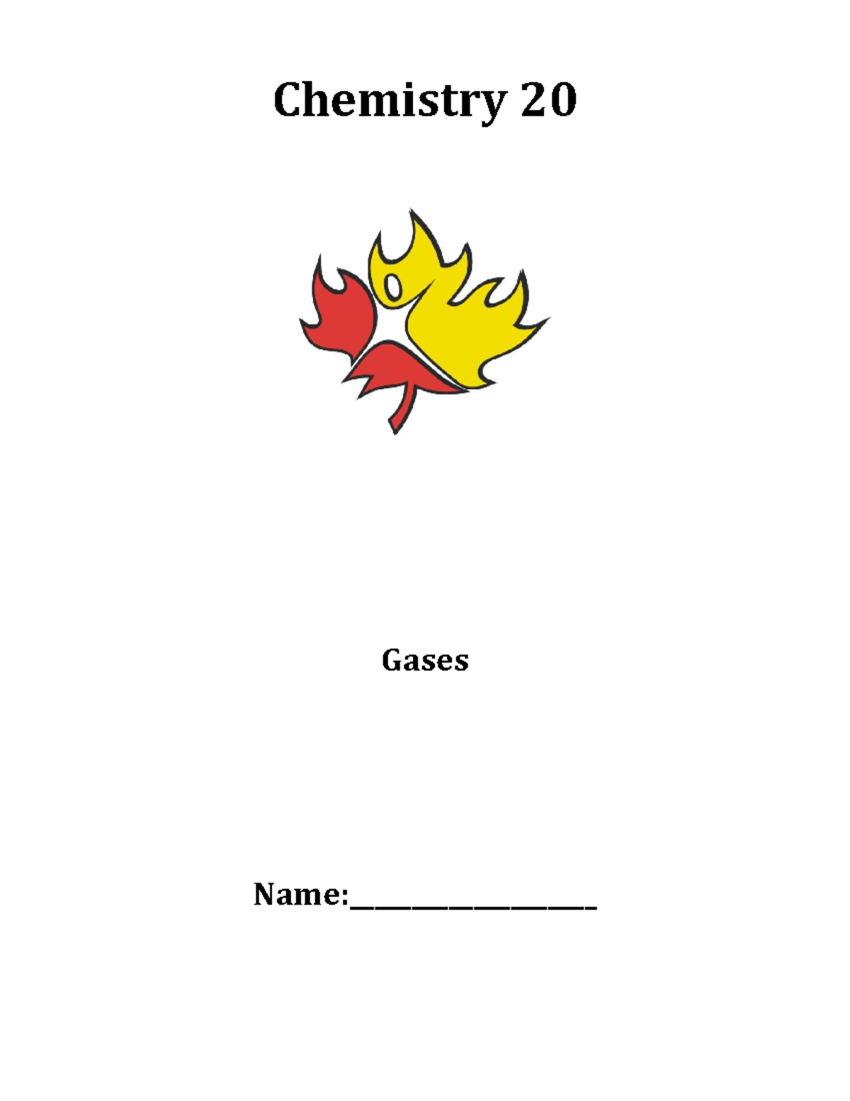 Gases Workbook - Chemistry 20 Gases Name ...