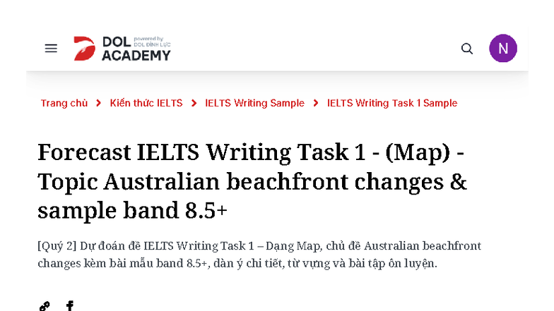 Đề Dự Đoán IELTS Writing Task 1 (Map) - Thay Đổi Bãi Biển Úc - Studocu