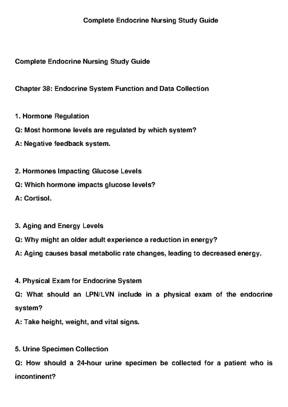 Endocrine Nursing Study Guide: Key Concepts for LPN/LVN Students - Studocu