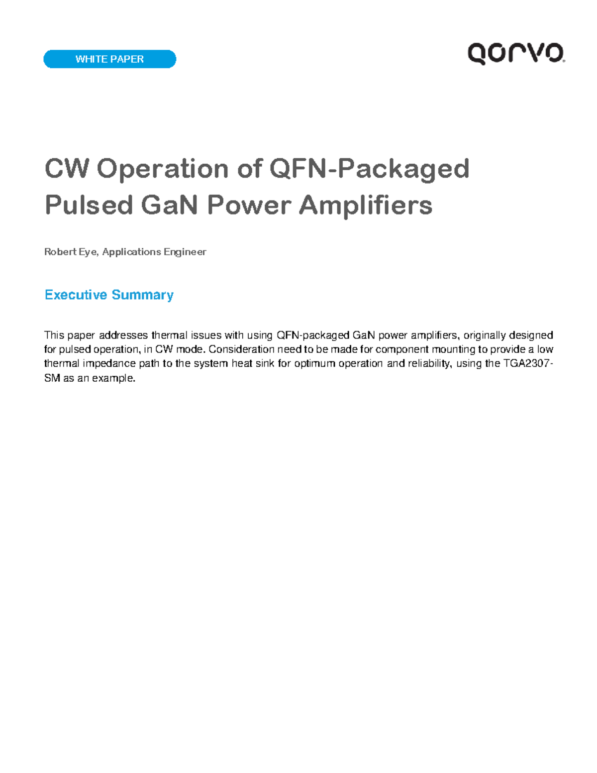 CW Operation of QFN-Packaged GaN Power Amplifiers: A Thermal Analysis ...