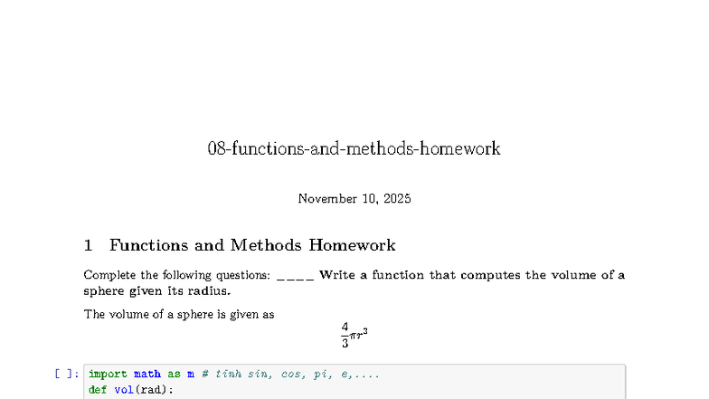 Functions and Methods Homework - 08 - Studocu