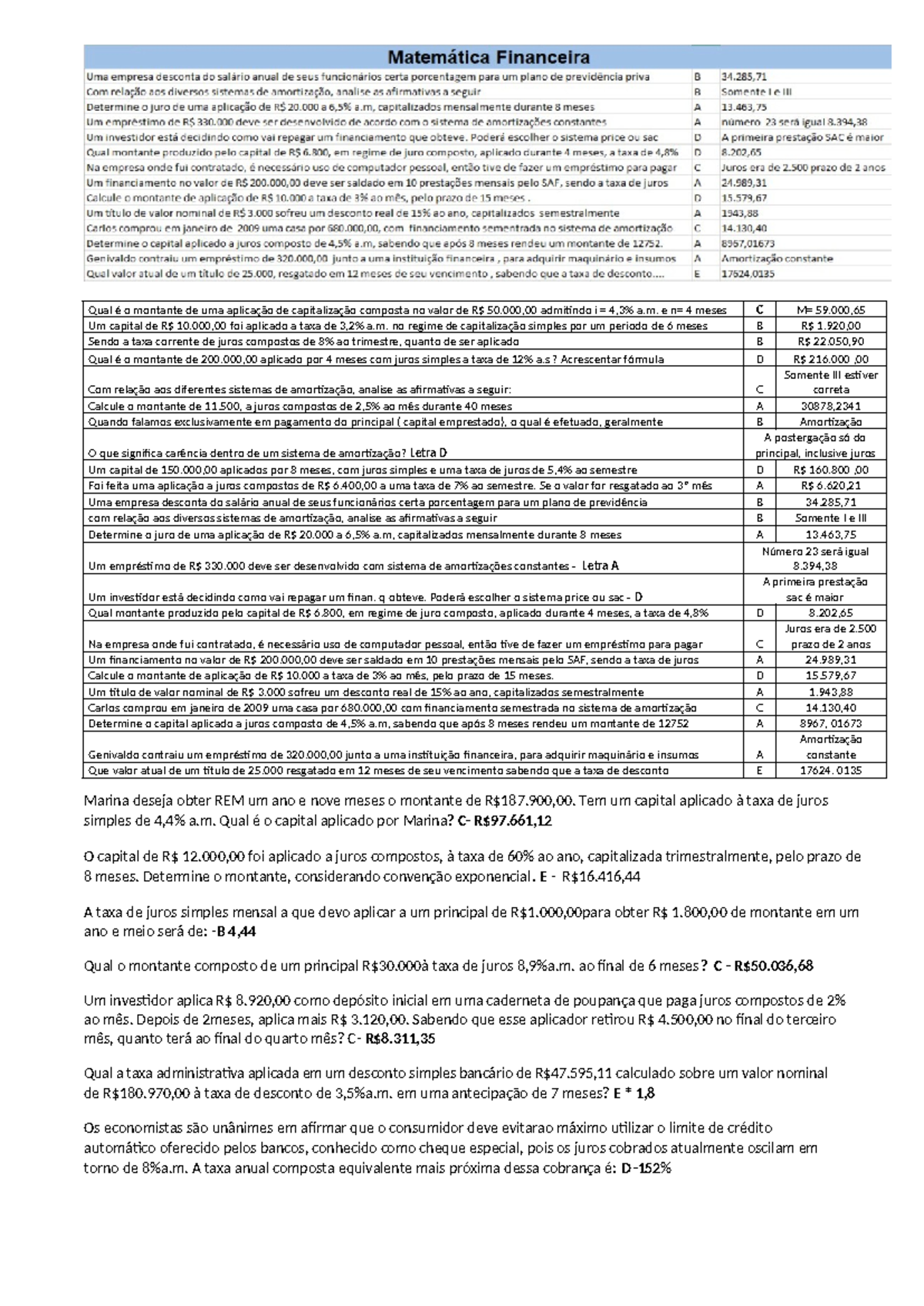 Resumo de Matemática Financeira - Cola Matemática (Matemat.) - Studocu