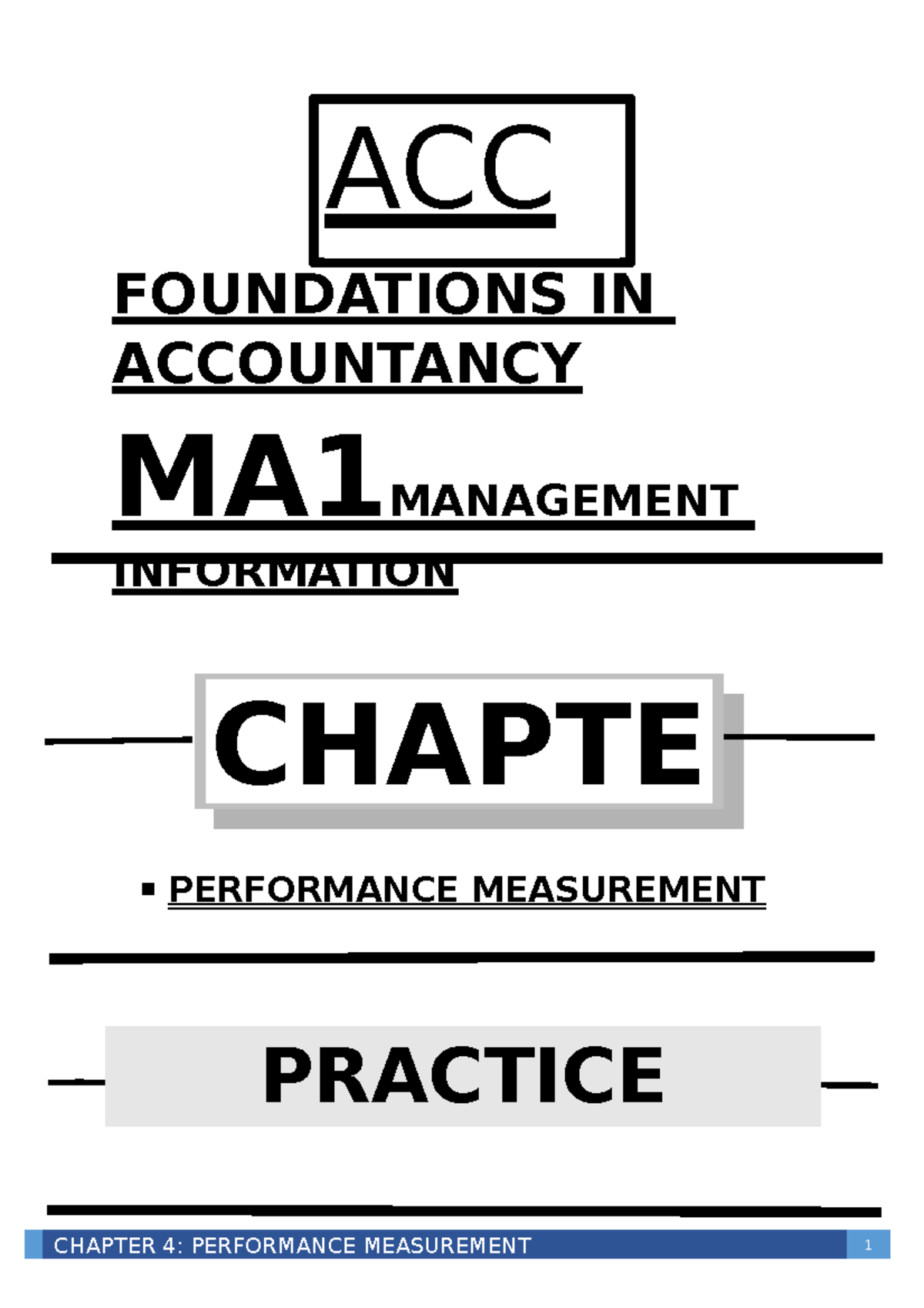 MA1 Chapter 4 Performance Measurement Practice Questions - Studocu