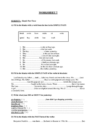 Present perfect intermediate - WORKSHEET 10 SUBJECT : Present Perfect ...