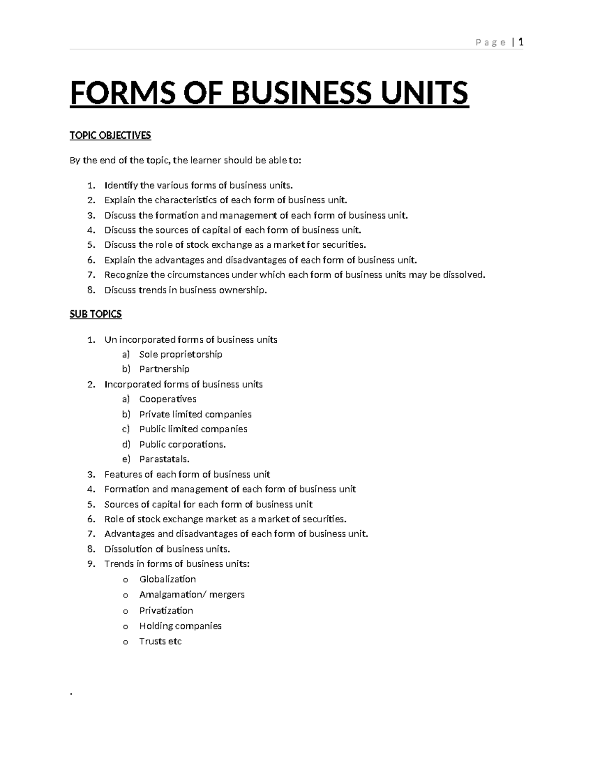 Forms of Business Units: Characteristics, Advantages, and Disadvantages ...