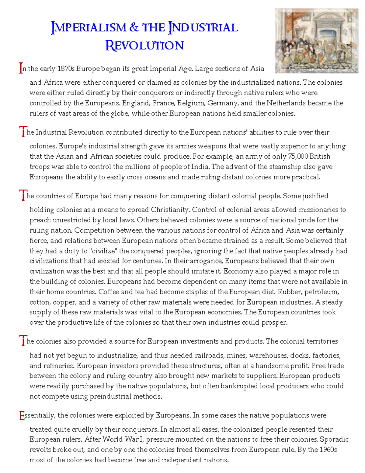 Imperialism and the Industrial Revolution - Imperialism & the ...