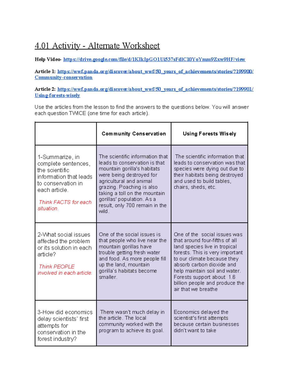 Copy of 4.01 Conservation Worksheet - 4 Activity - Alternate Worksheet ...
