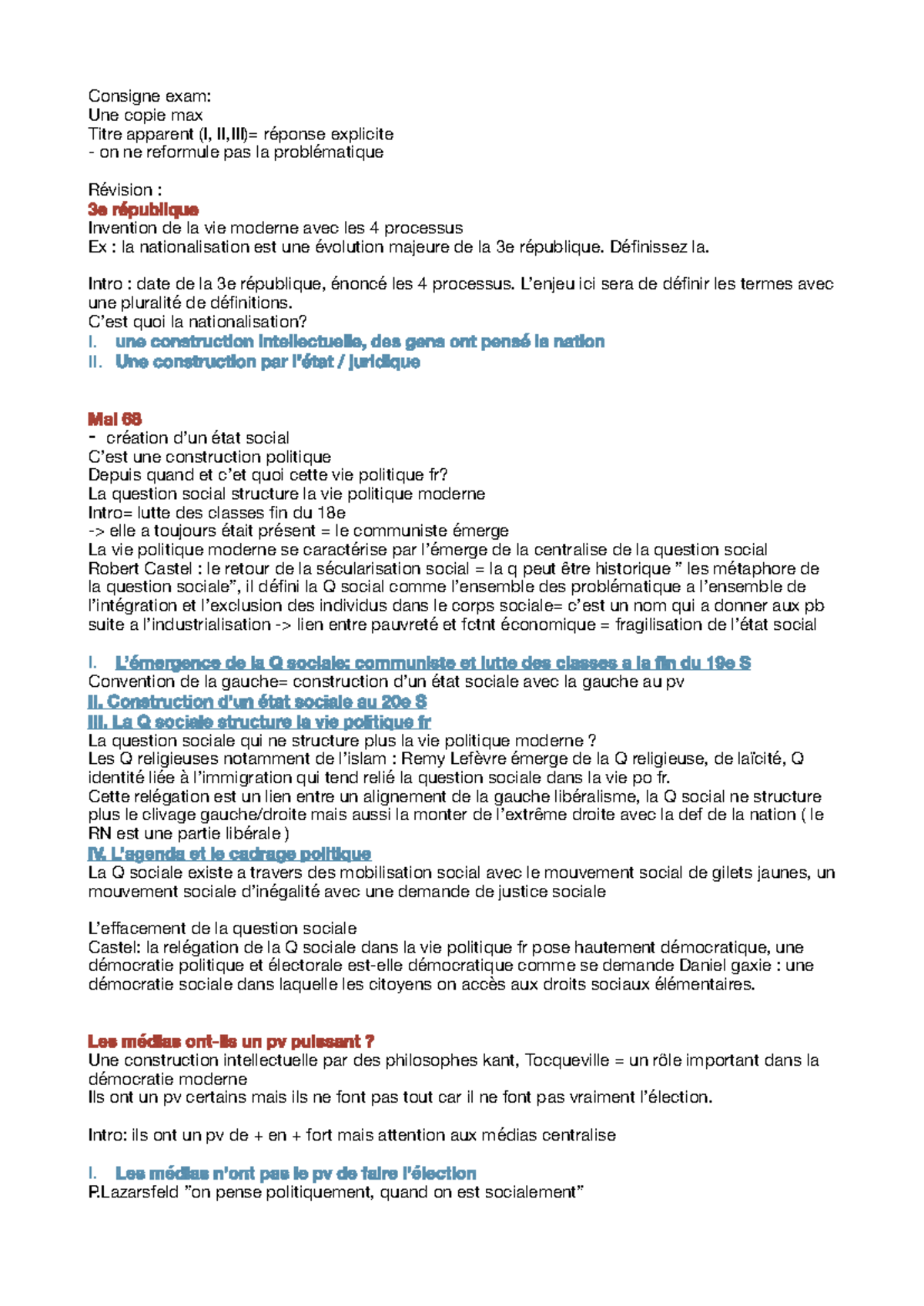 Révision : Vie Politique Moderne en France - Examen 3e République - Studocu