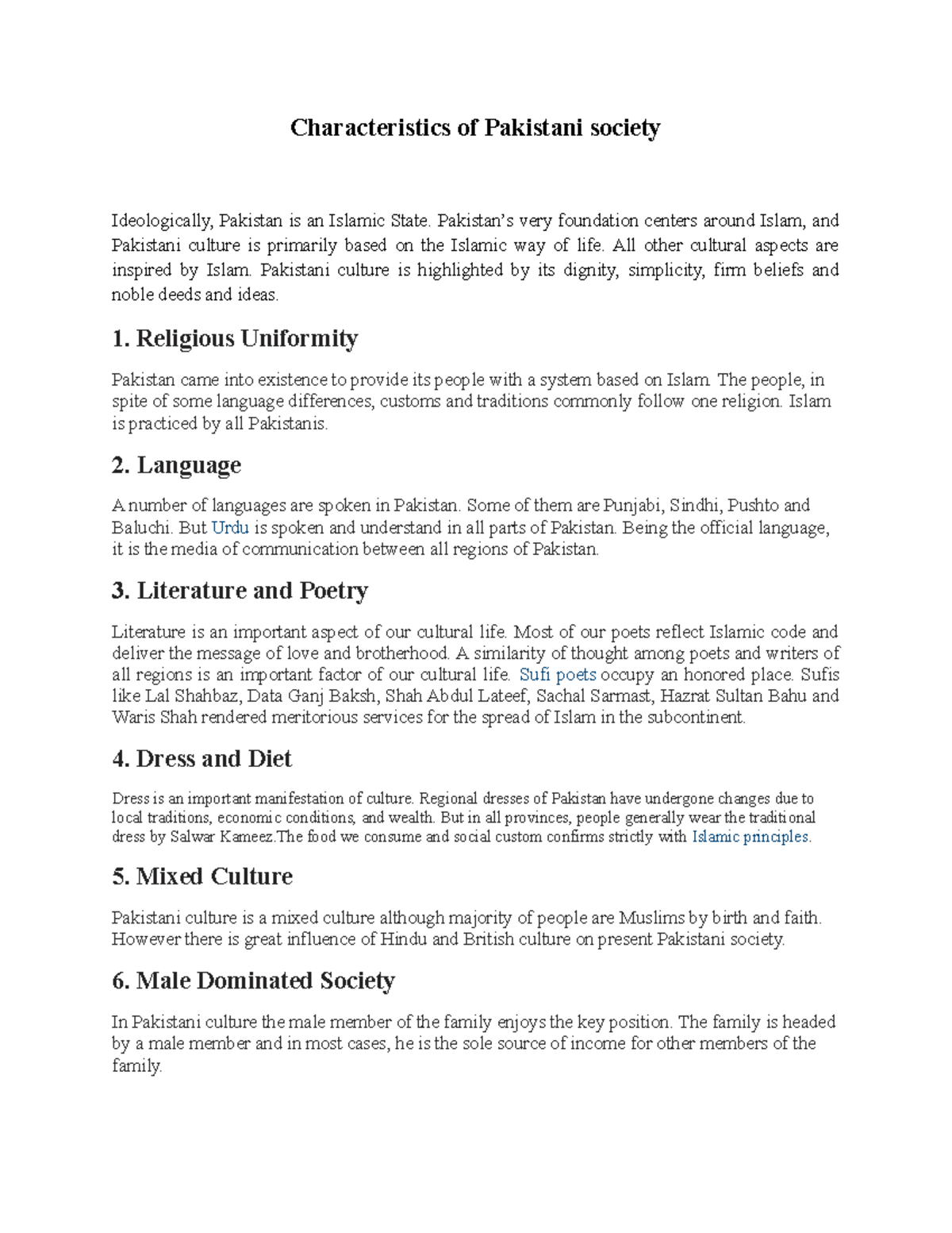 Characteristics of Pakistani Society: Culture, Religion & Traditions ...