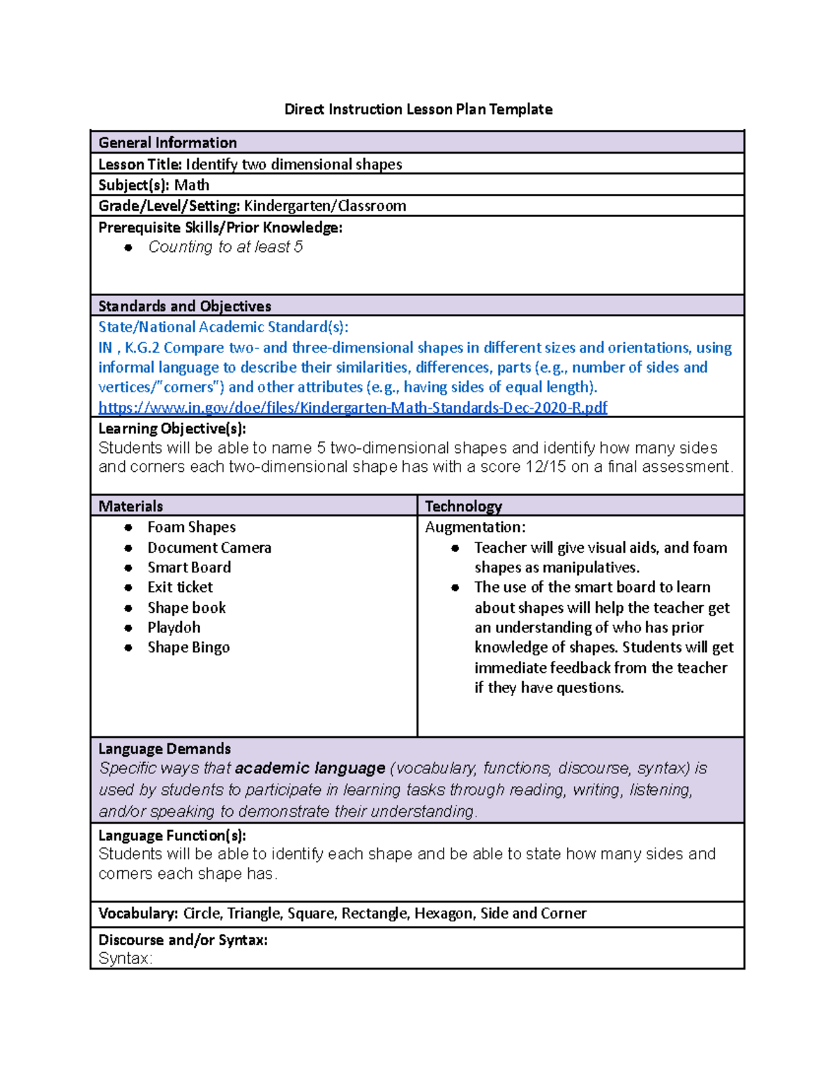 D091 Task 2.docx (1) - Task 2 - Direct Instruction Lesson Plan Template General Information ...