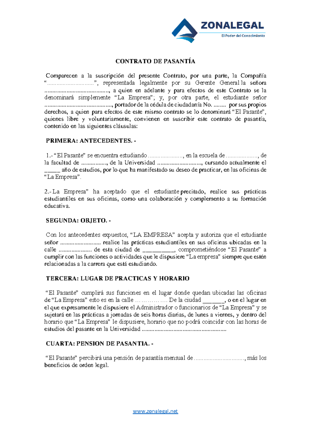 Contrato de Pasantía - Estudiante y Compañía (7.4) - Studocu