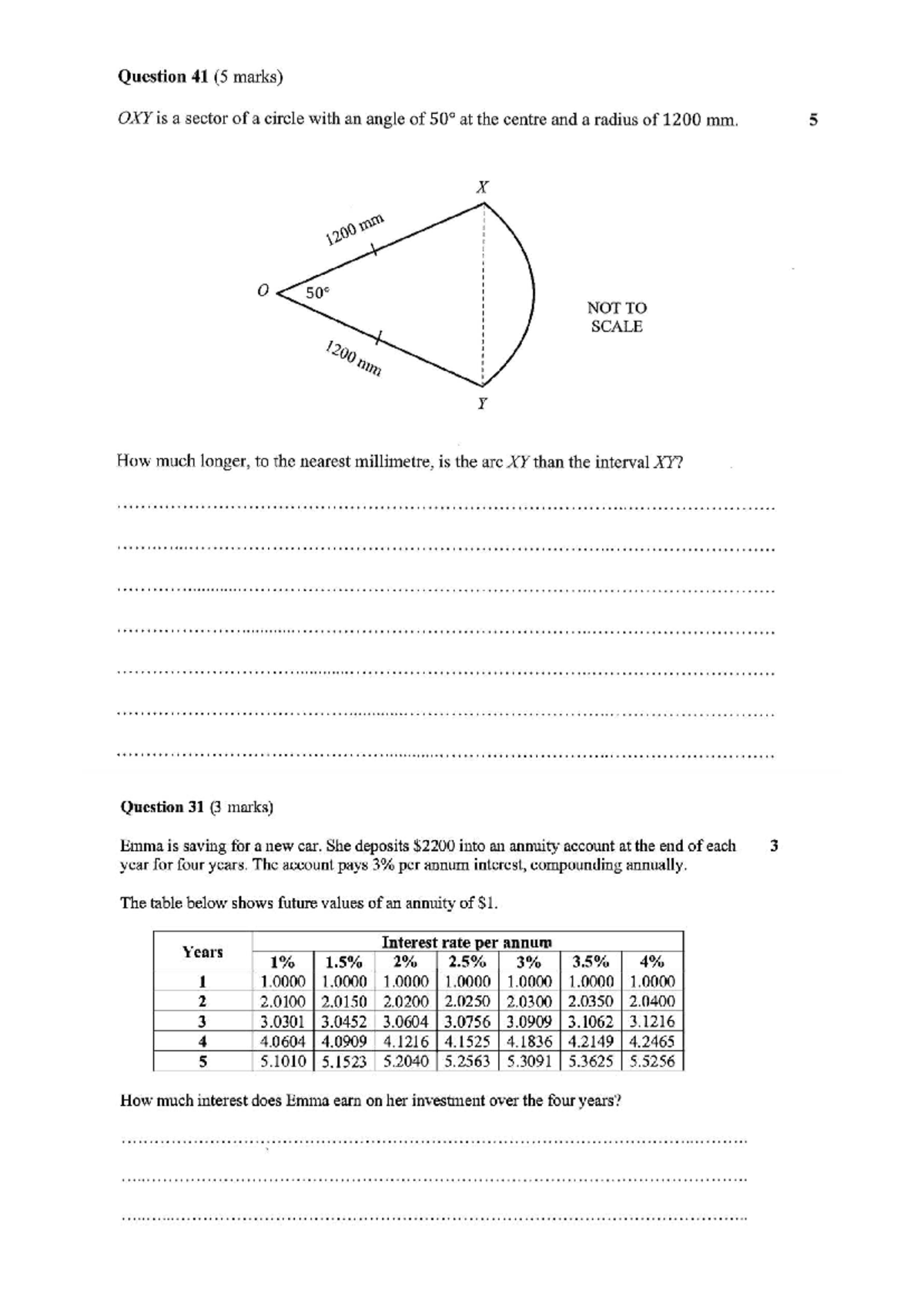 Year 12 Revision 9 - Math Questions on Geometry & Annuities - Studocu