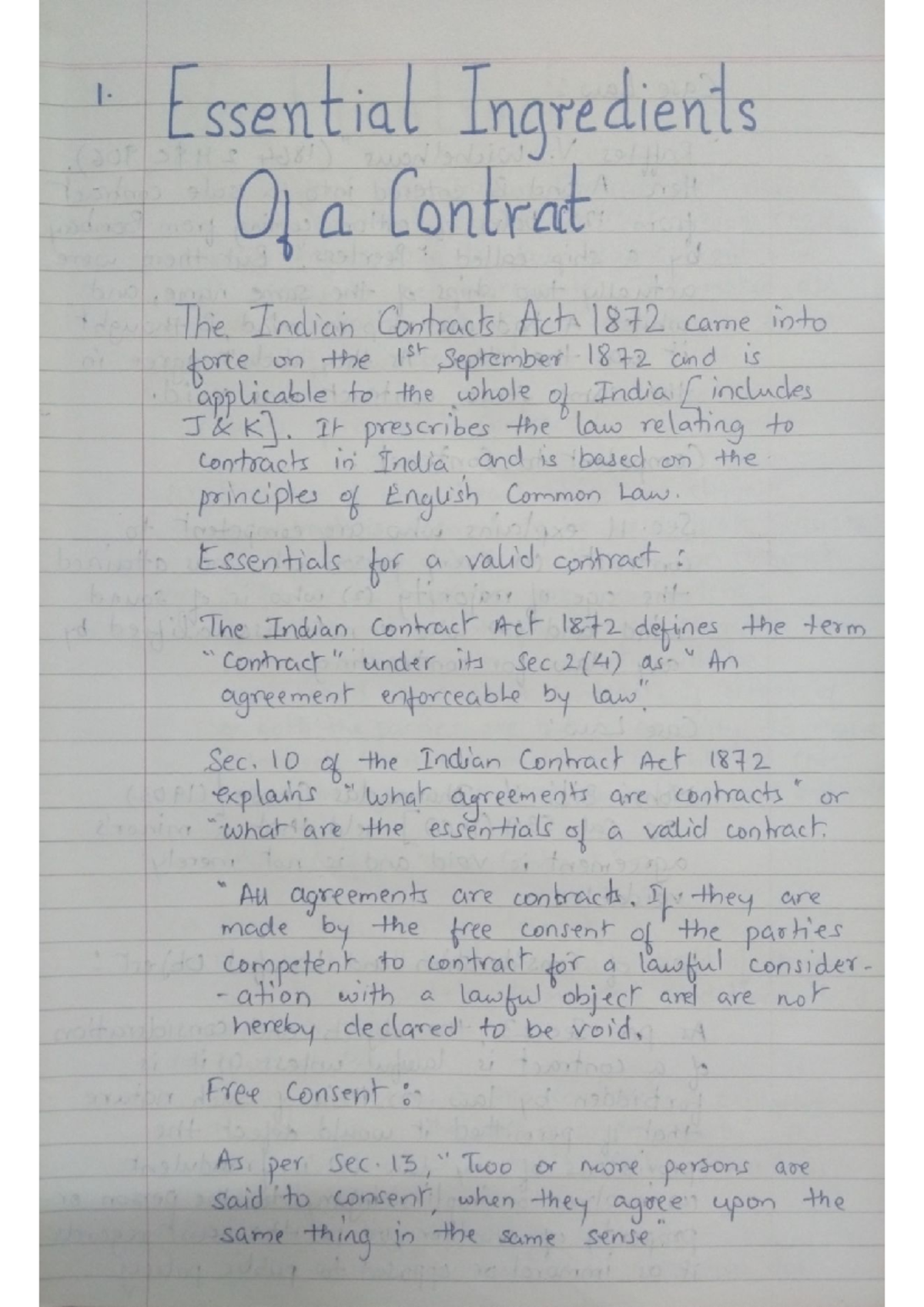 1-30 Contracts Assignment: Key Elements of the Indian Contract Act 1872 ...