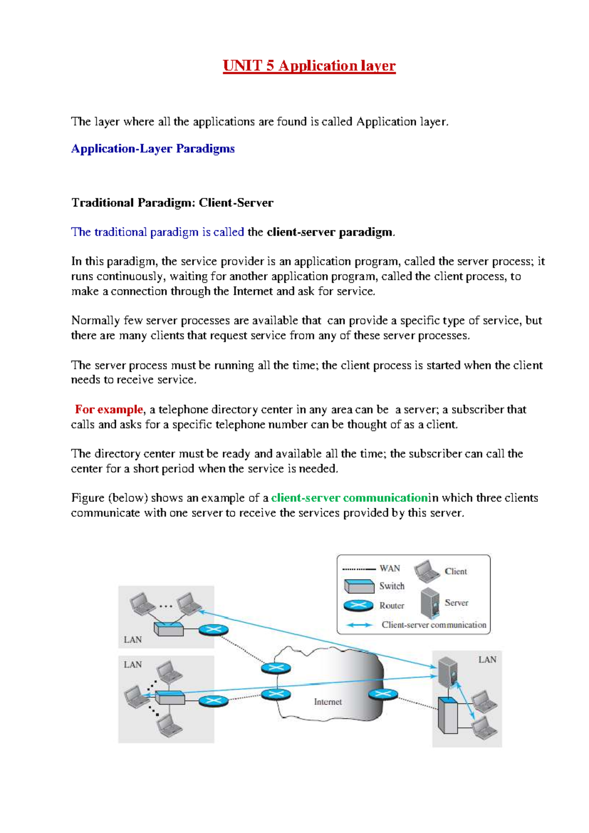 Application Layer Overview - Unit 5: Client-Server & Peer-to-Peer Paradigms - Studocu