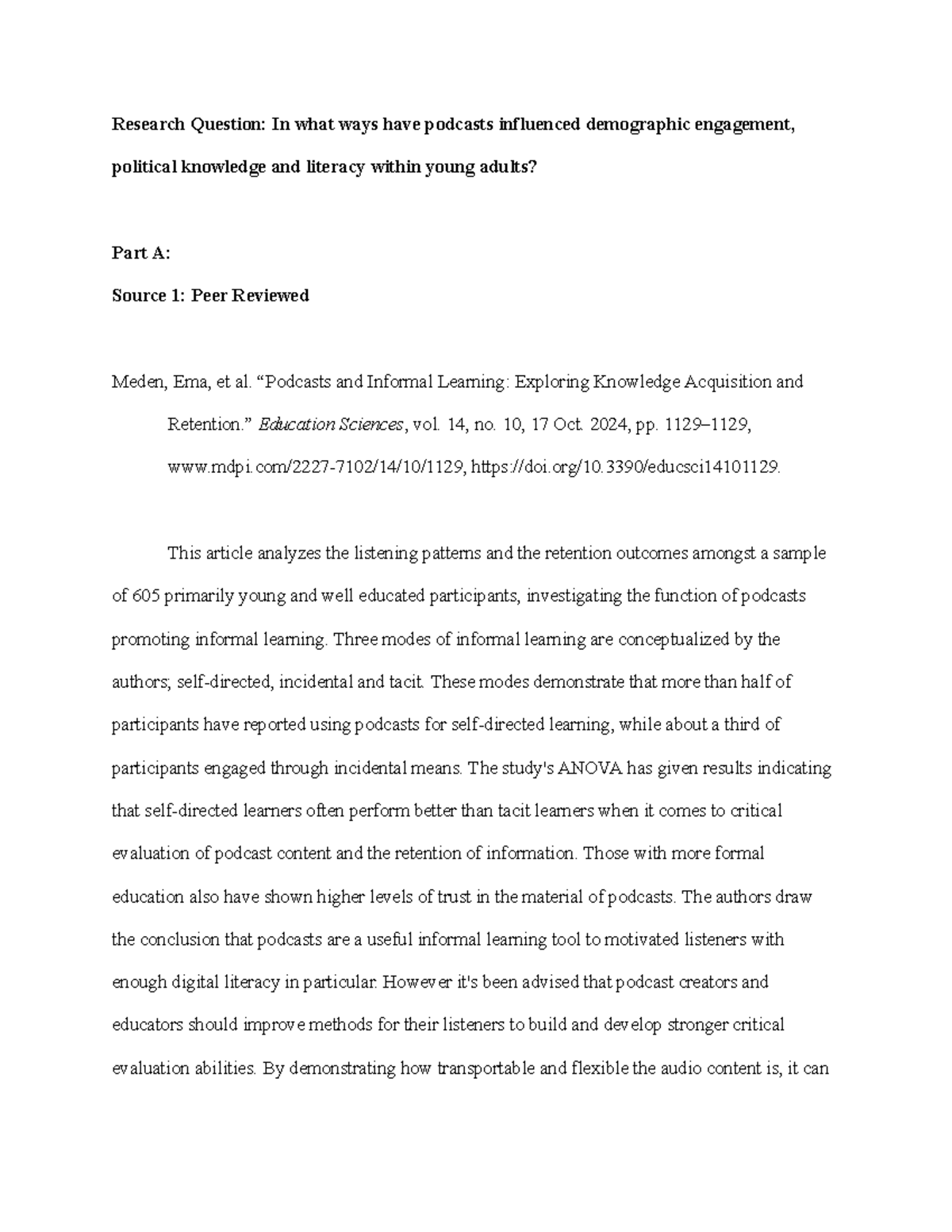 Annotated Bibliography: The Impact of Podcasts on Young Adults ...