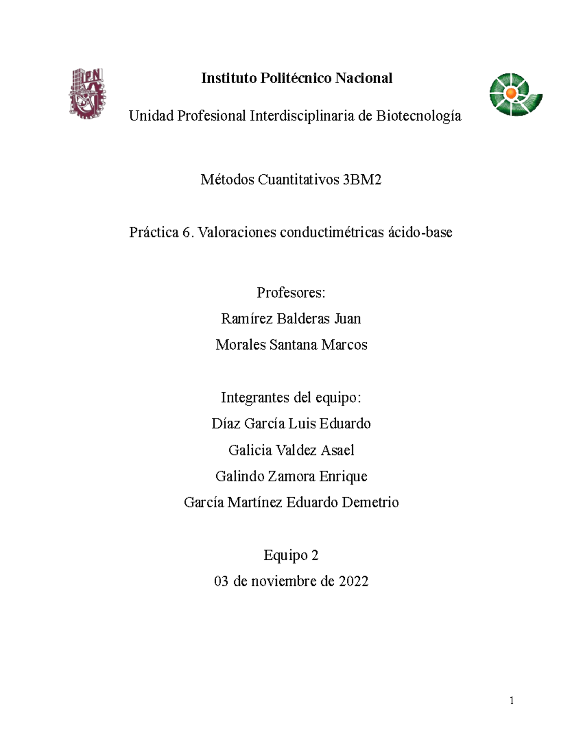 3BM2 - Práctica 6: Valoraciones Conductimétricas Ácido-Base - Studocu