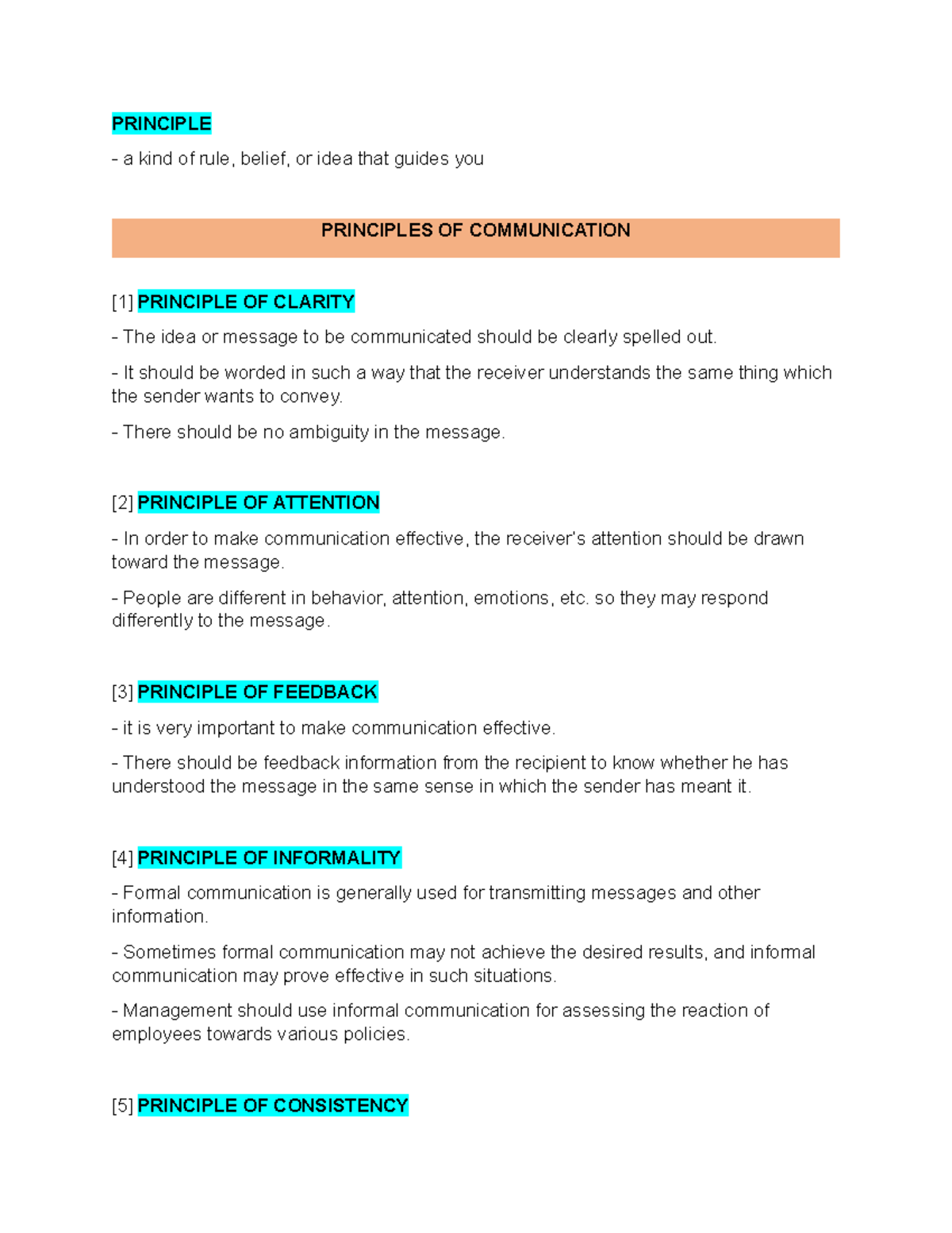 Principles of Communication - PRINCIPLE a kind of rule, belief, or idea ...