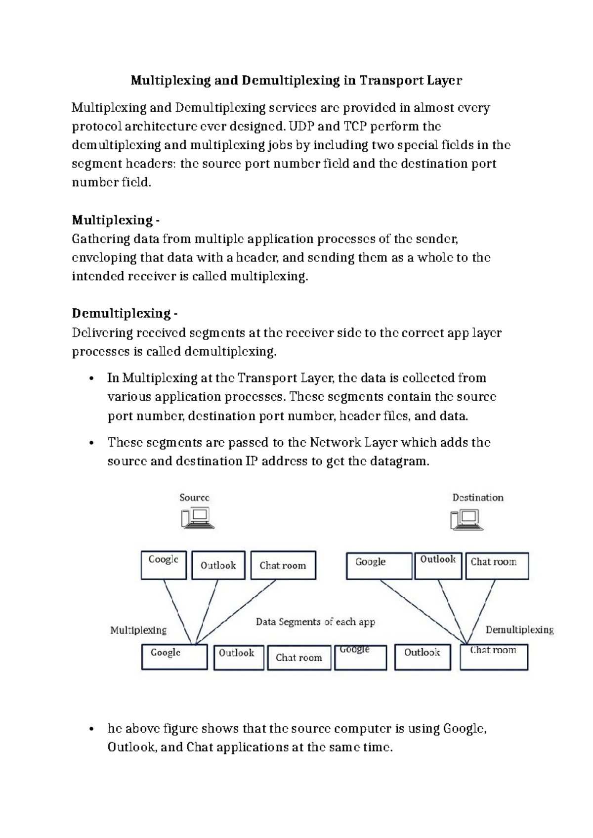 Transport Layer: Multiplexing & Demultiplexing Explained - Studocu