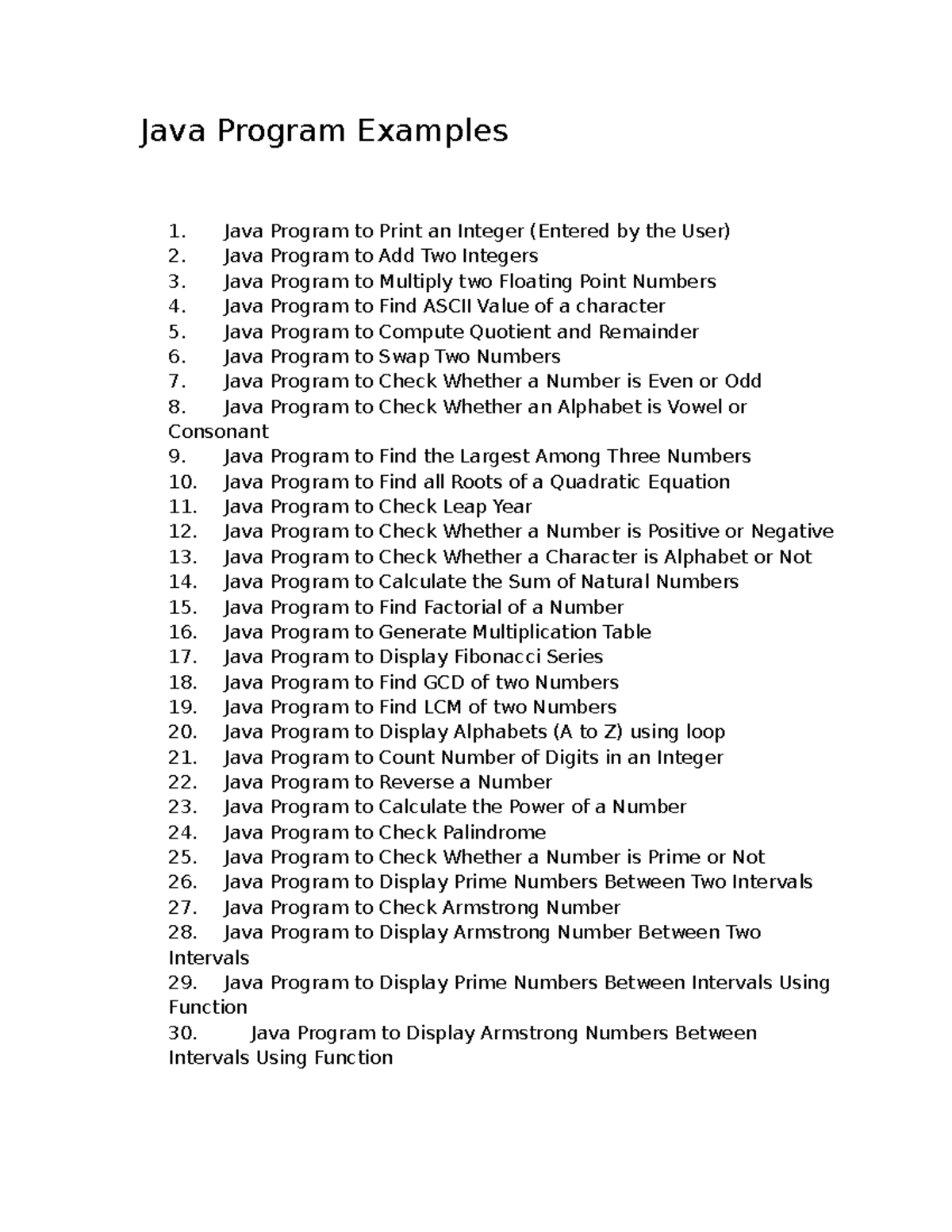 Java Programming Examples: Basic Programs and Solutions - Java Program Examples 1. Java Program ...