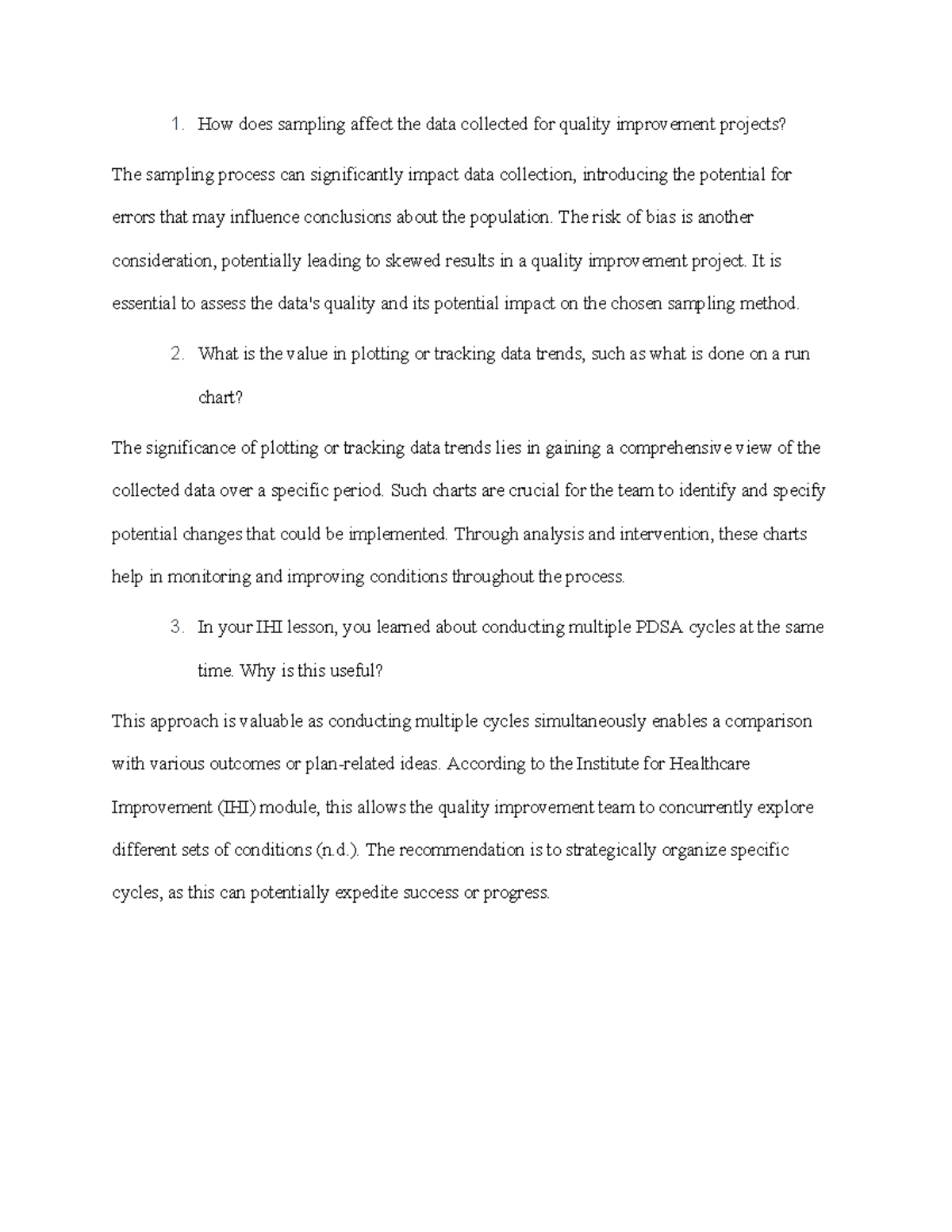 IHI Module 3 - Quality Improvement Insights and Data Analysis - Studocu