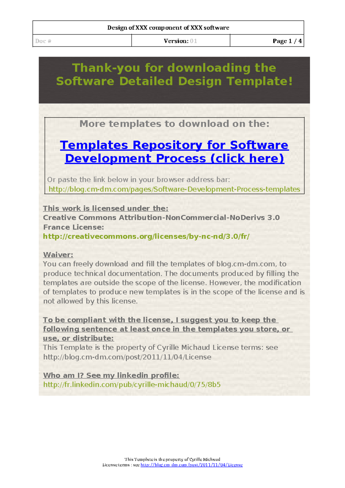 Software Detailed Design Template v01 for Software Development Process ...
