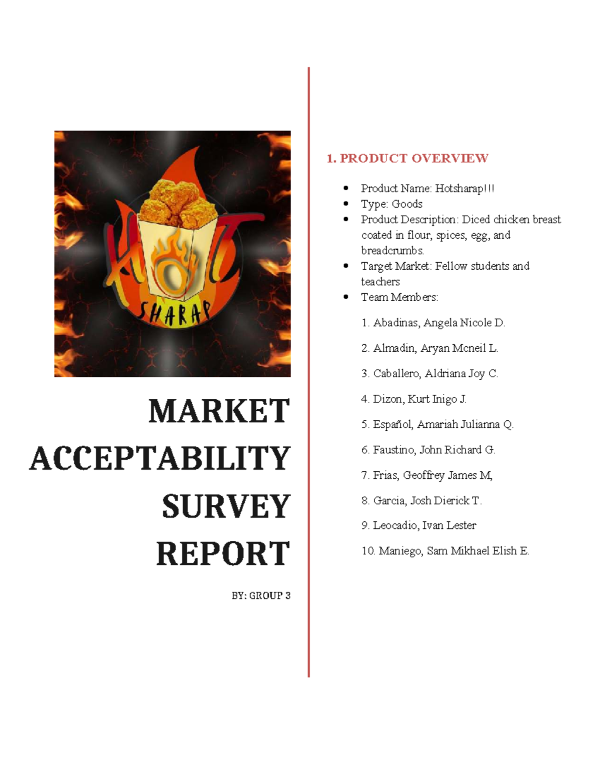 FOOD Bazaar Market Acceptability Survey Report (Group 3) - Studocu