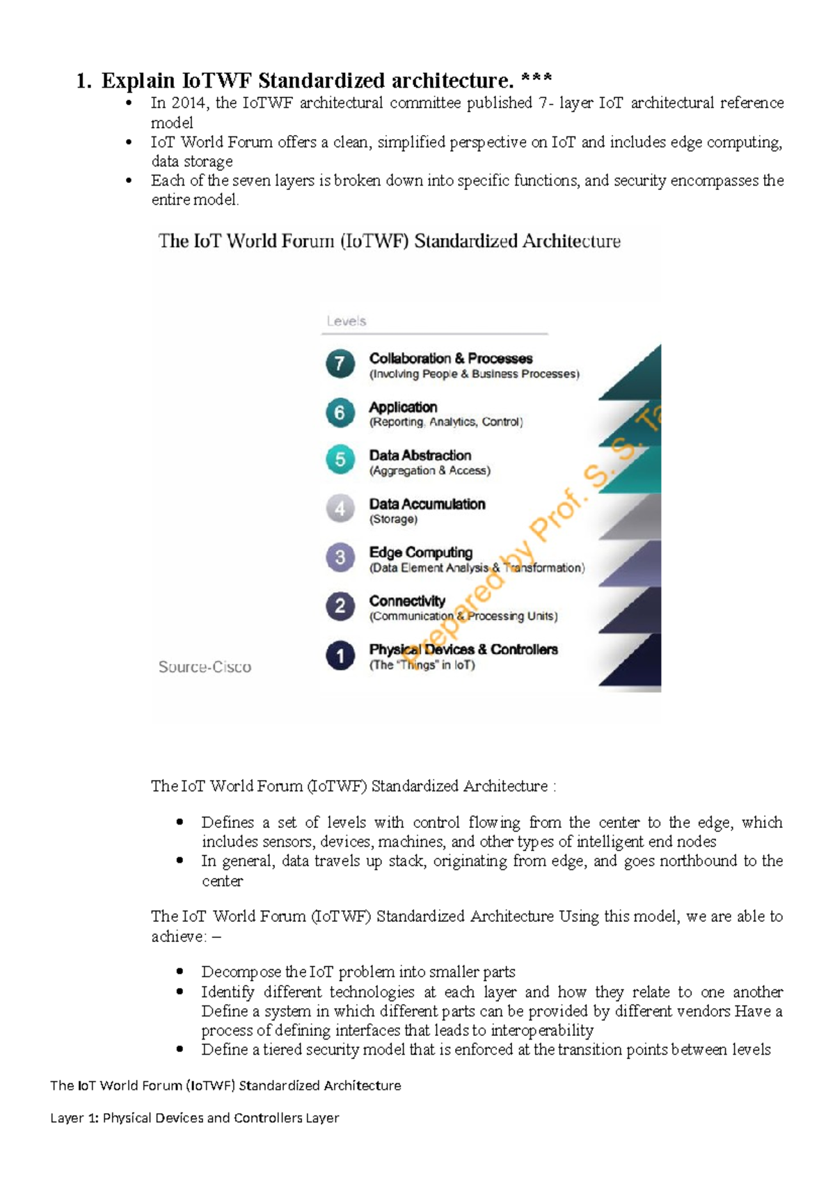 IoTWF Standardized Architecture Q&A and Key Concepts Summary - Studocu