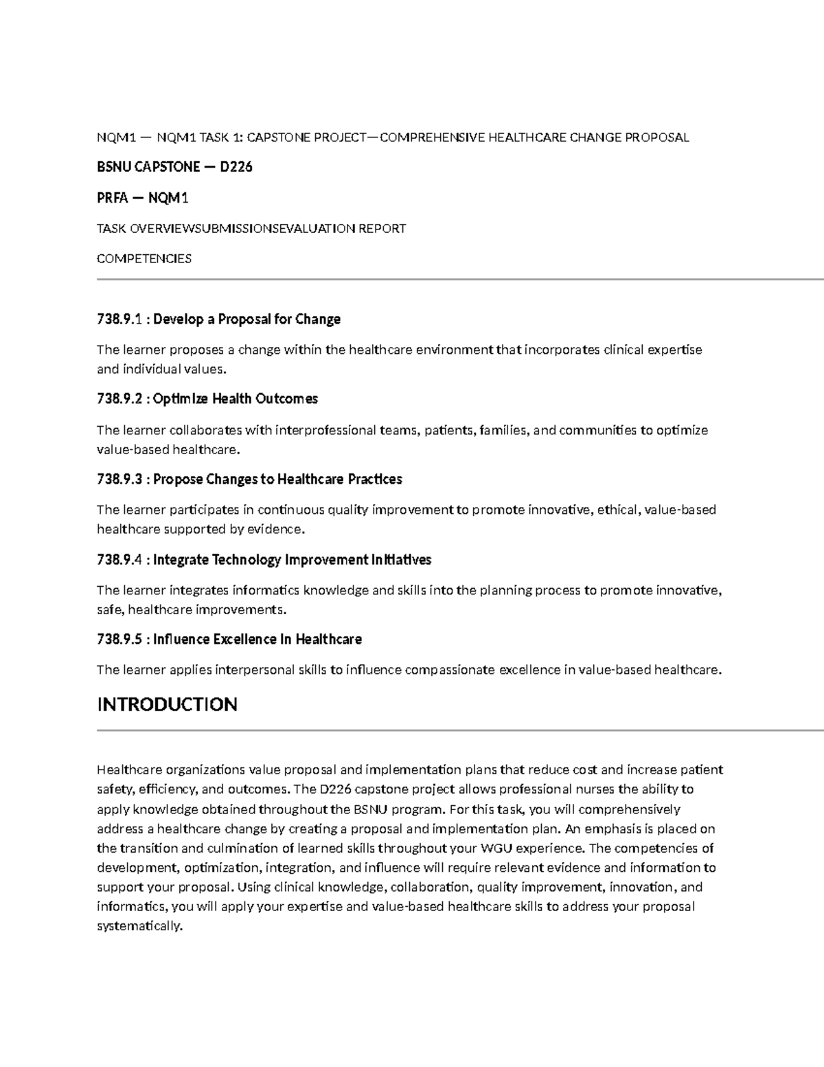 D226 Capstone Project Template for Comprehensive Healthcare Change ...