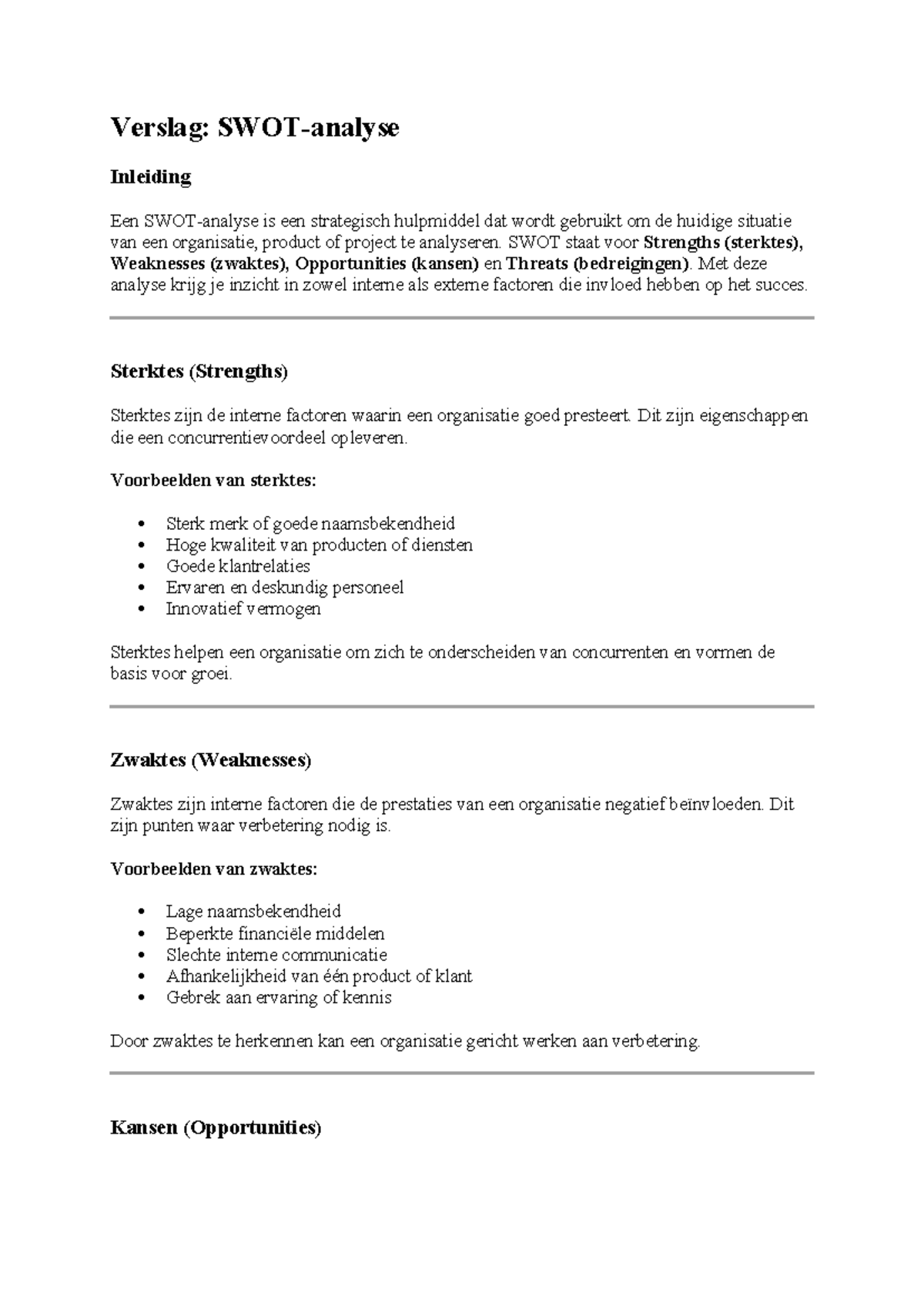 SWOT Analyse: Kleine Uitleg over Marketing en Strategie - Studeersnel