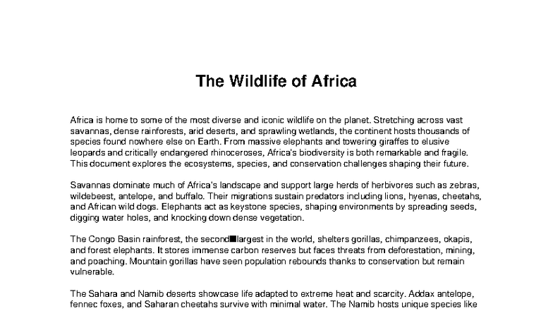 Wildlife of Africa: Ecosystems, Species, and Conservation Challenges ...