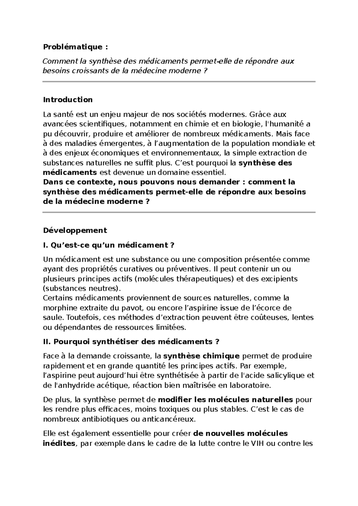 Synthèse des Médicaments : Répondre aux Besoins de la Médecine Moderne ...