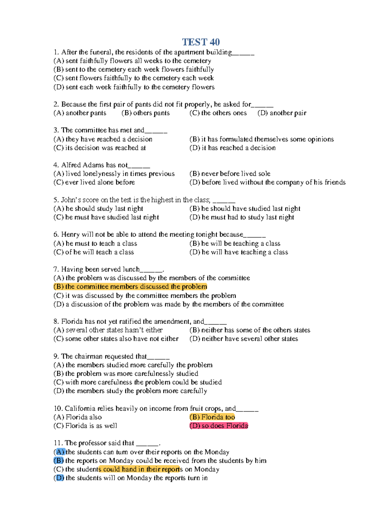 Syntax Test Review - D1-8 - Practice Questions and Answers - Studocu