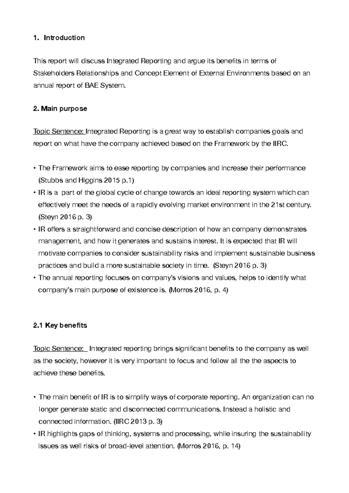 Integrated Reporting: Stakeholders and External Environment Analysis of ...