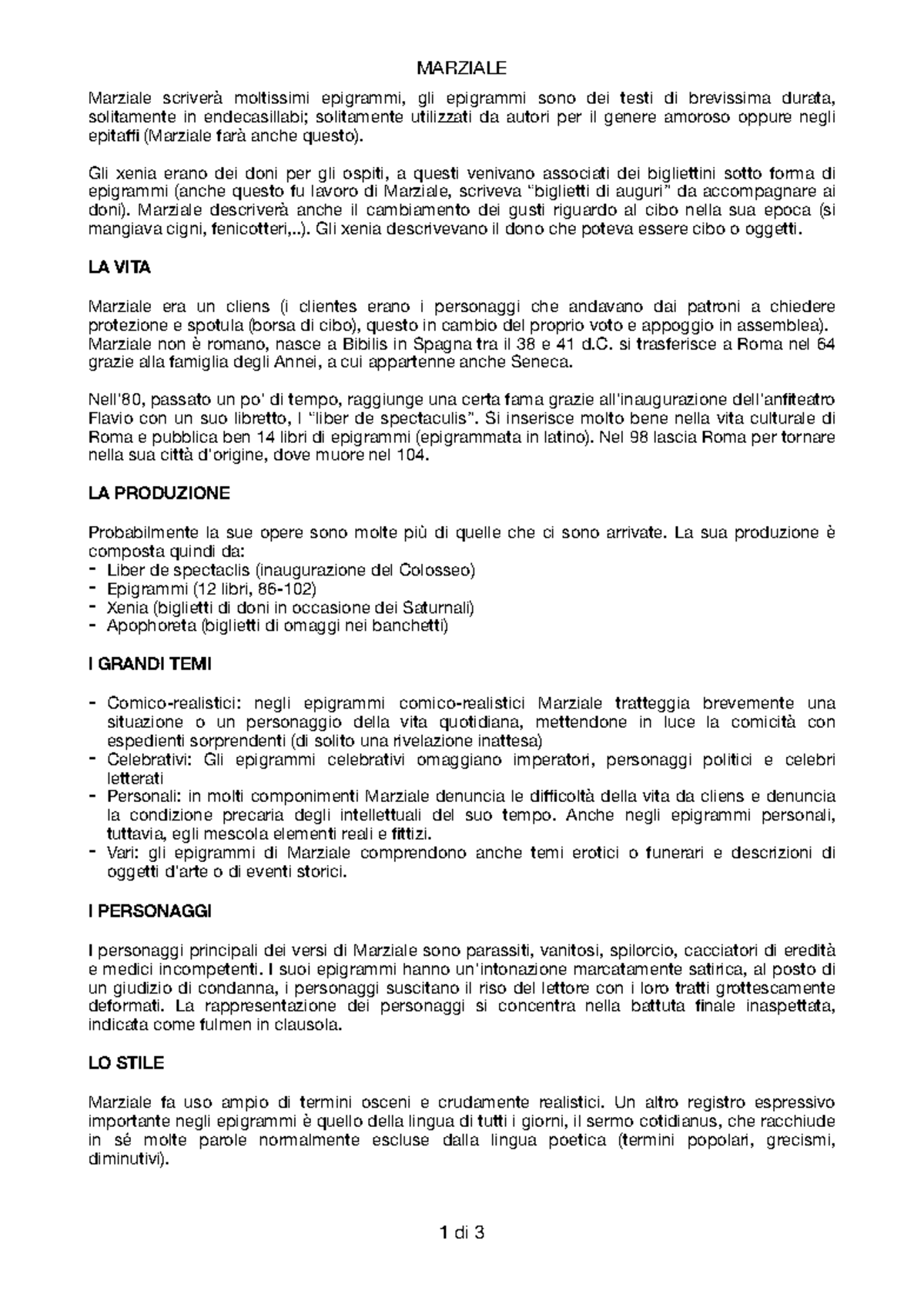 MARZIALE: Analisi degli Epigrammi e Temi Principali - Studocu