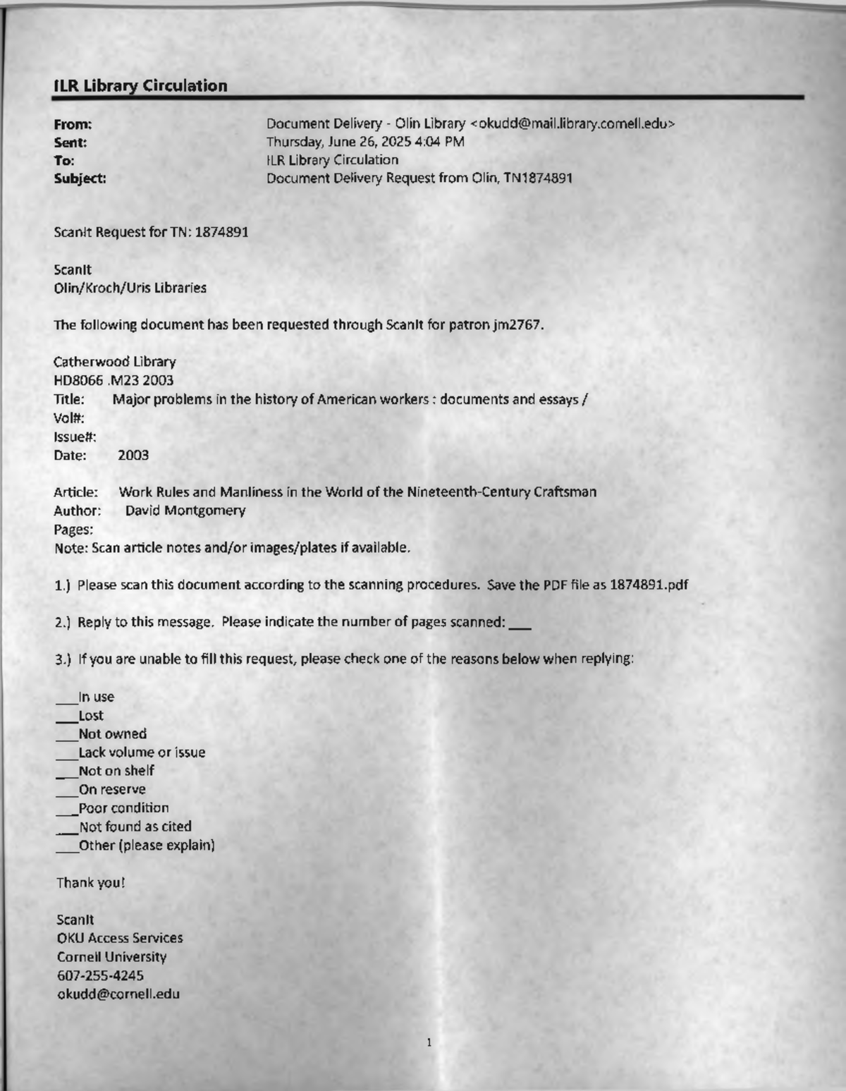 ILR 1874891: Work Rules and Manliness in 19th Century Craftsmen - Studocu