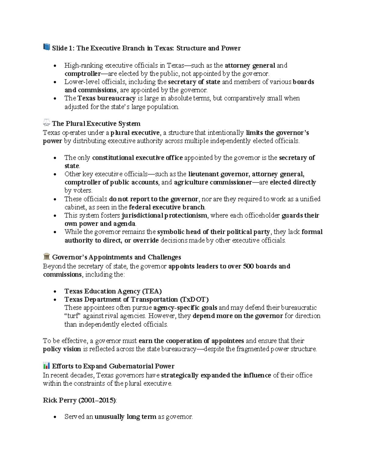 Texas Executive Branch: Structure, Power, and Political Dynamics (POL ...
