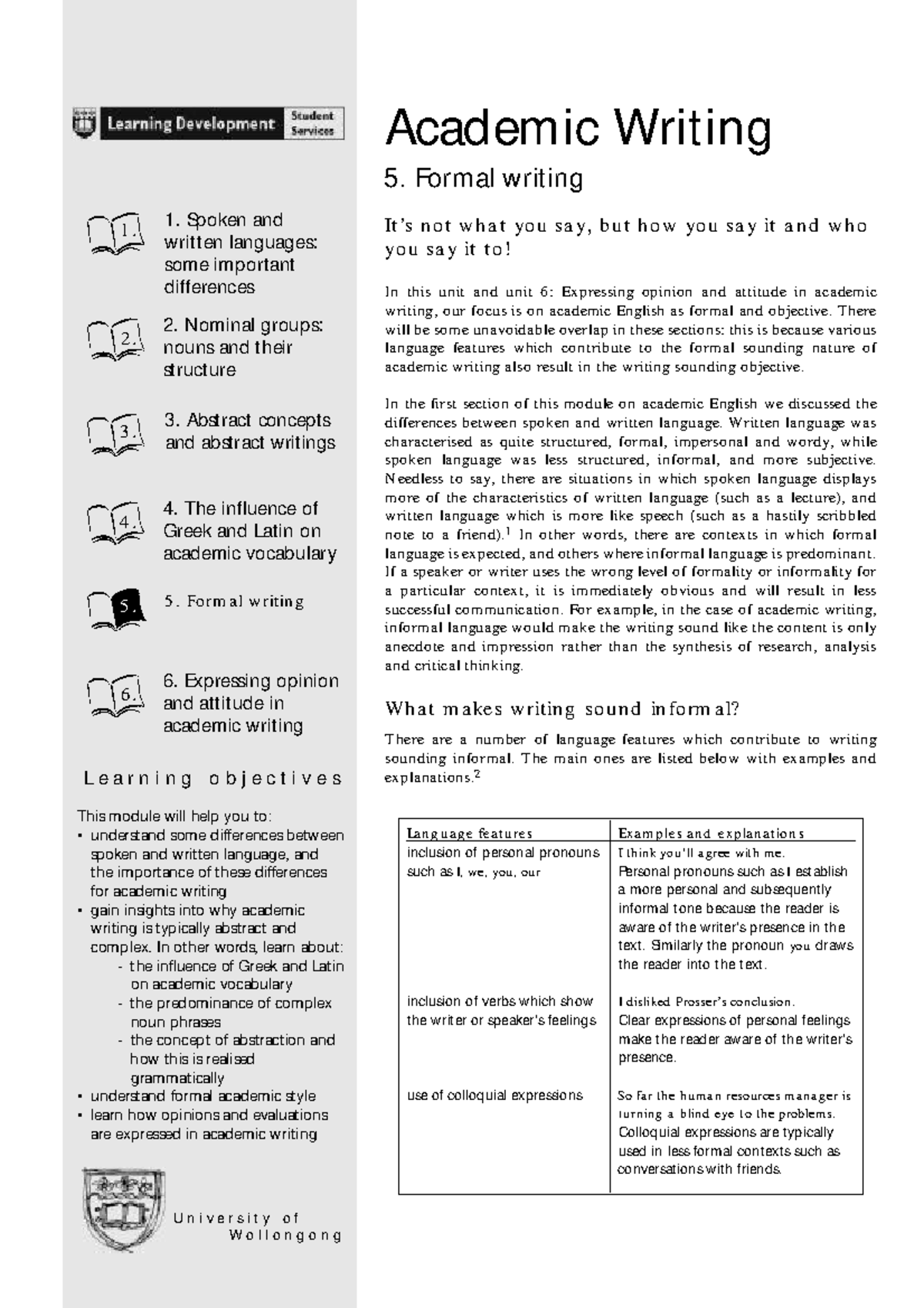 Academic Writing 5: Guide to Formal Writing Techniques - Studocu