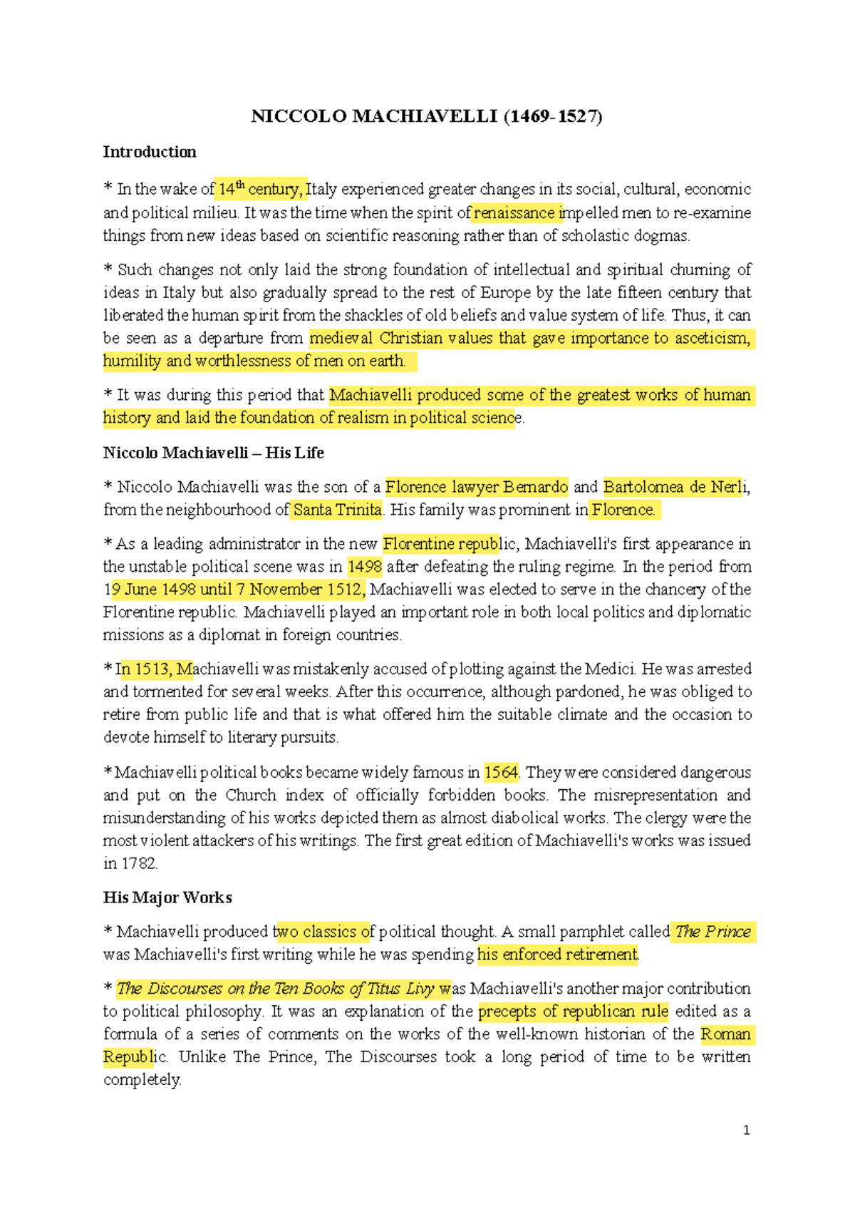 Machiavelli's Insights on Political Power and Statecraft - Study Notes ...