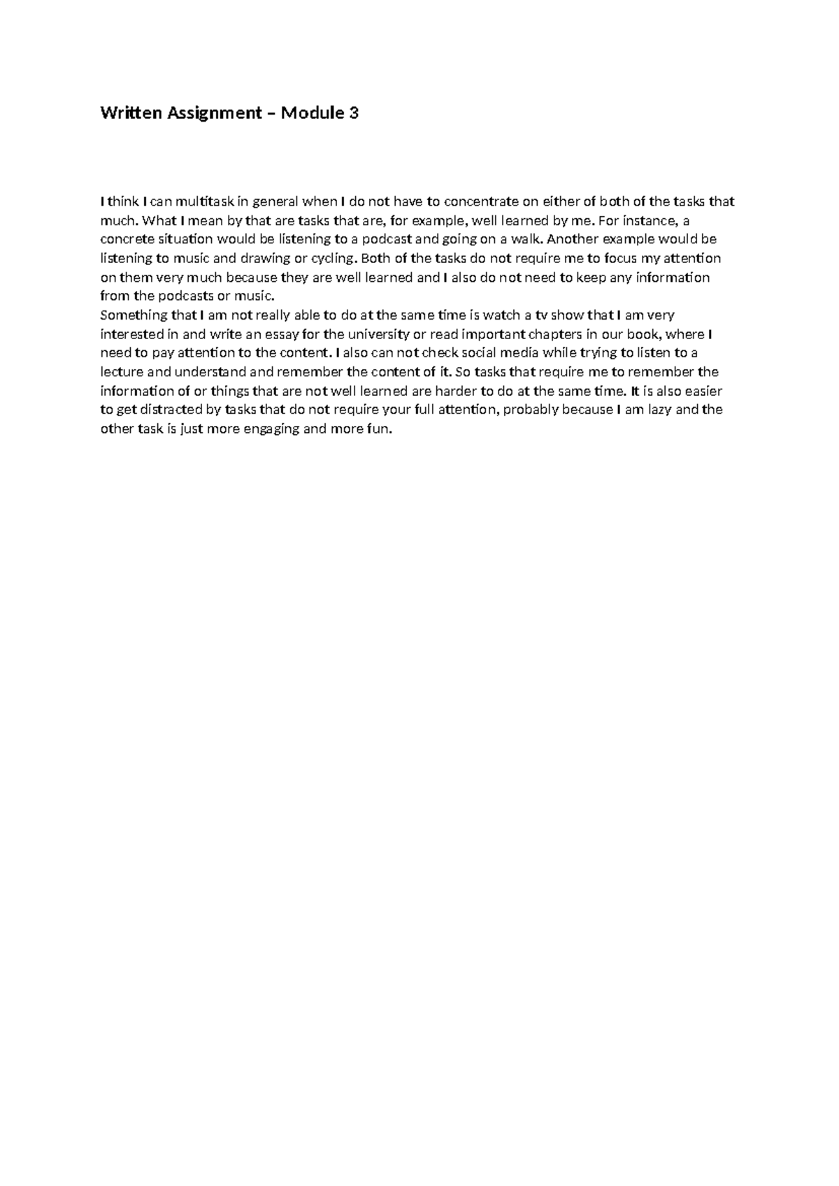 Module 3 - Written Assignment on Multitasking Insights - Studeersnel