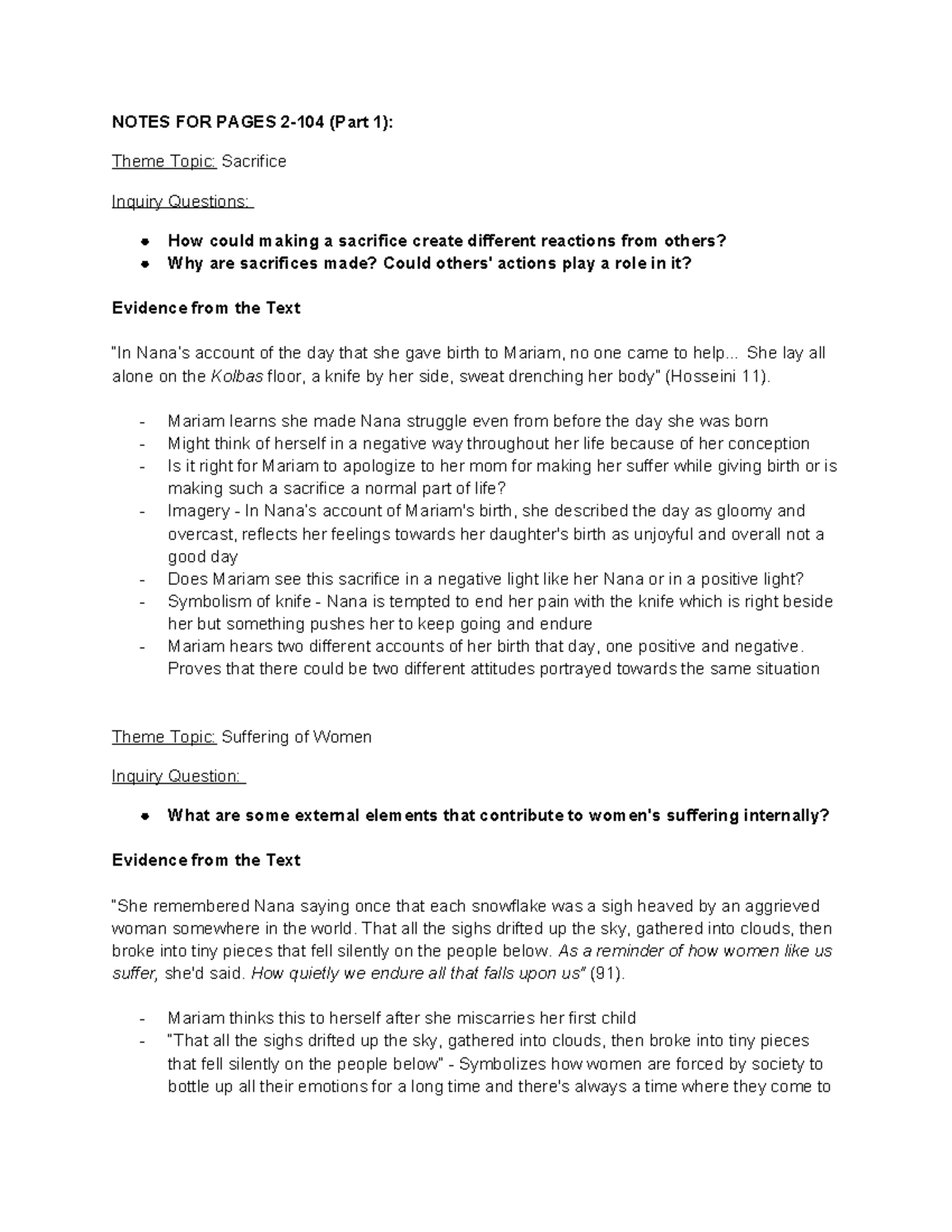 ATSS Final Exam Notes Part 1 - Exploring Themes in A Thousand Splendid ...